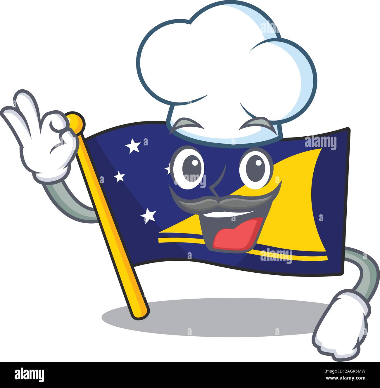 Funny Chef flag tokelau Scroll cartoon character wearing white hat ...