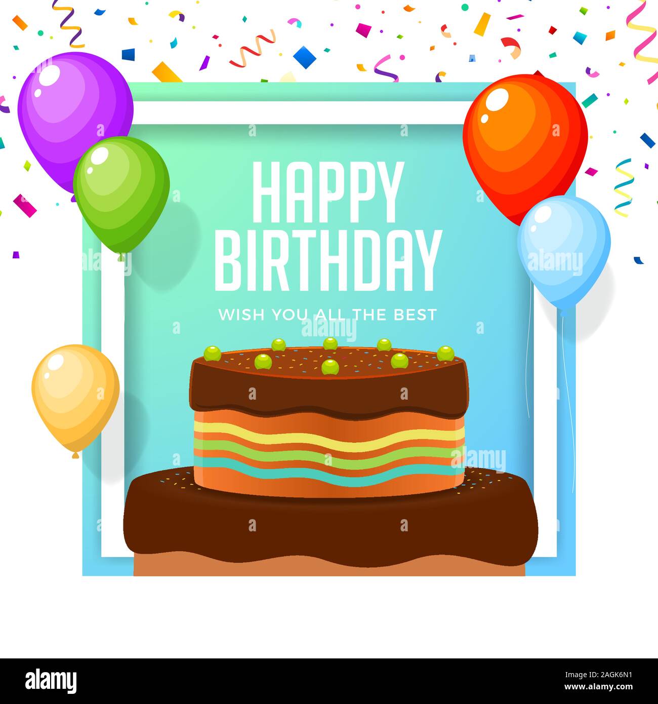 Birthday cake on Blue Background. Isolated Vector Illustration Stock ...