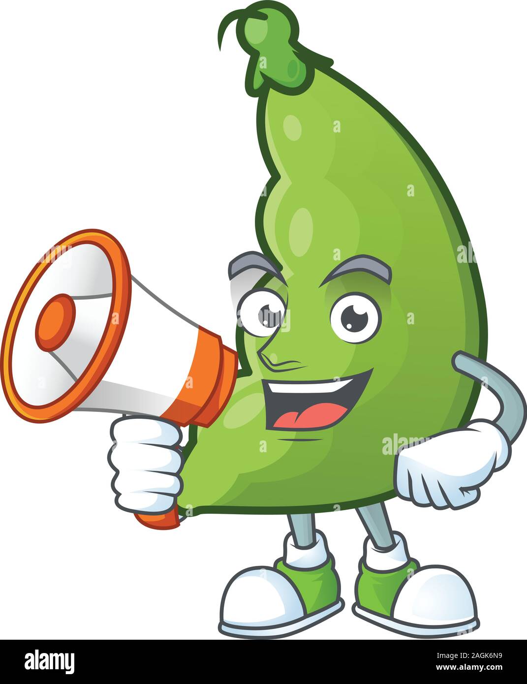 Smiling cartoon character of broad beans with megaphone Stock Vector ...