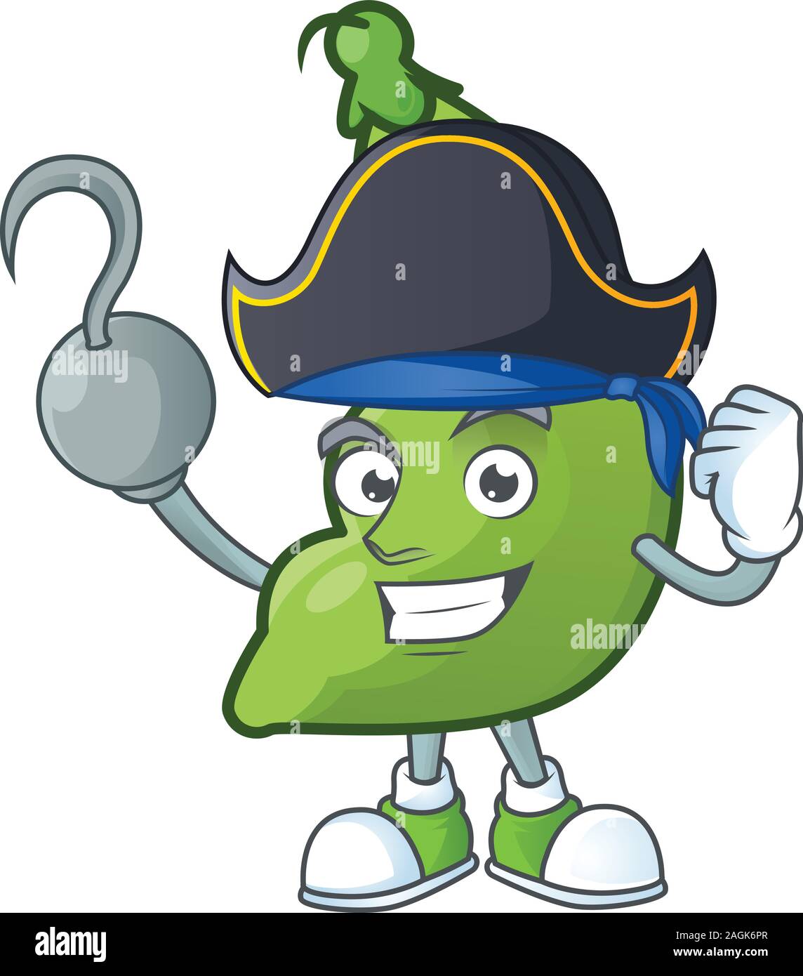 one hand Pirate broad beans cartoon character wearing hat Stock Vector ...