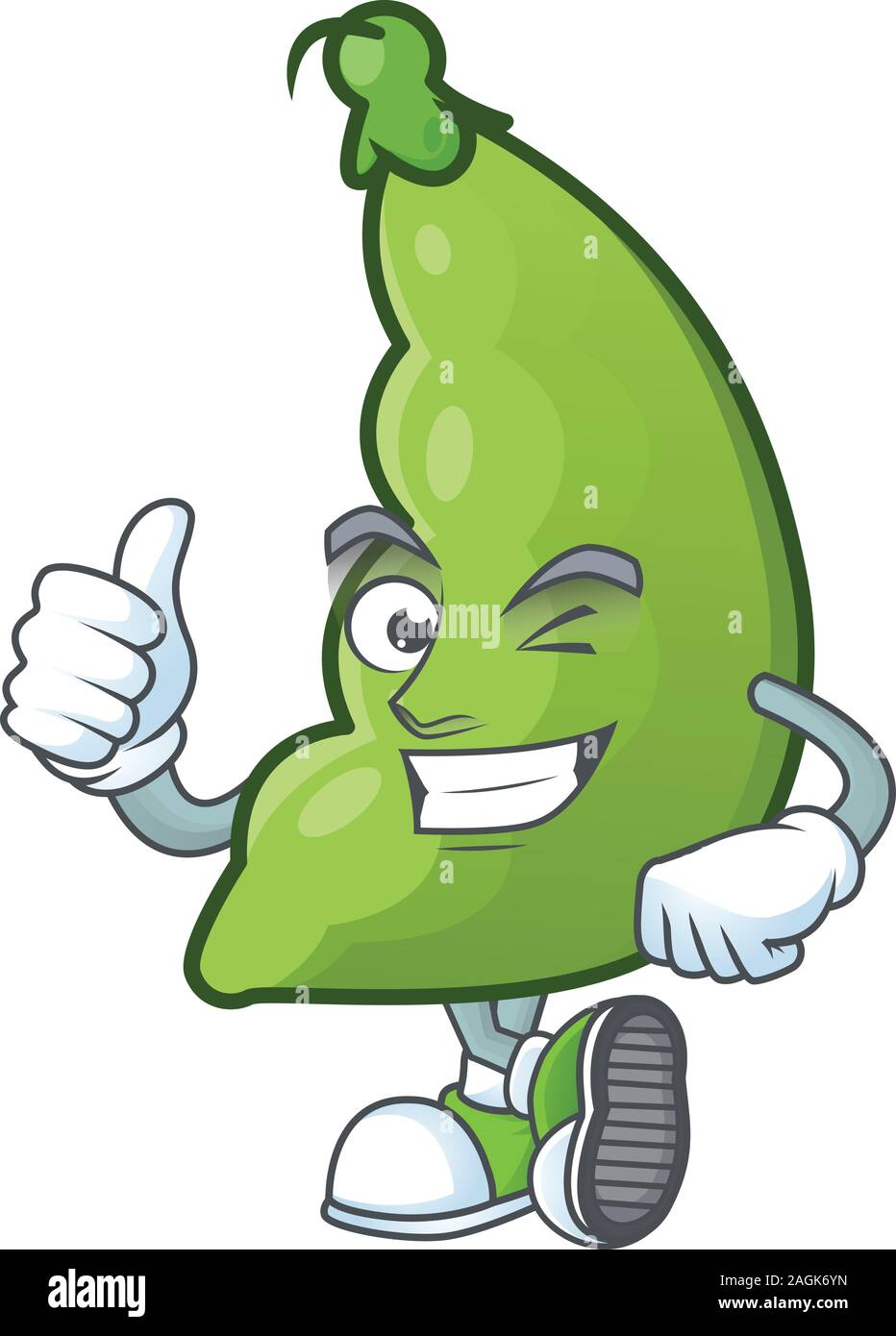 cartoon character of broad beans making Thumbs up gesture Stock Vector ...