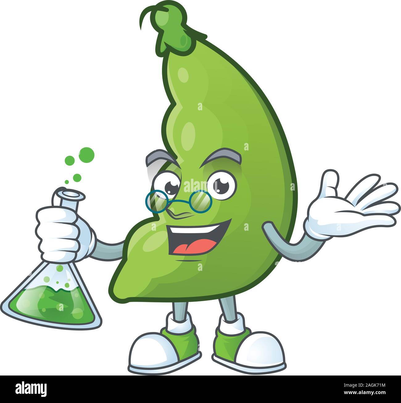 Smart broad beans cartoon character holding glass tube Stock Vector ...