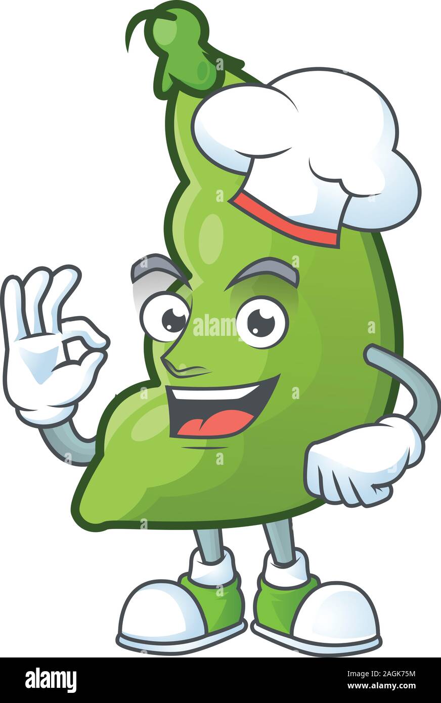 Smiley Face chef broad beans character with white hat Stock Vector ...