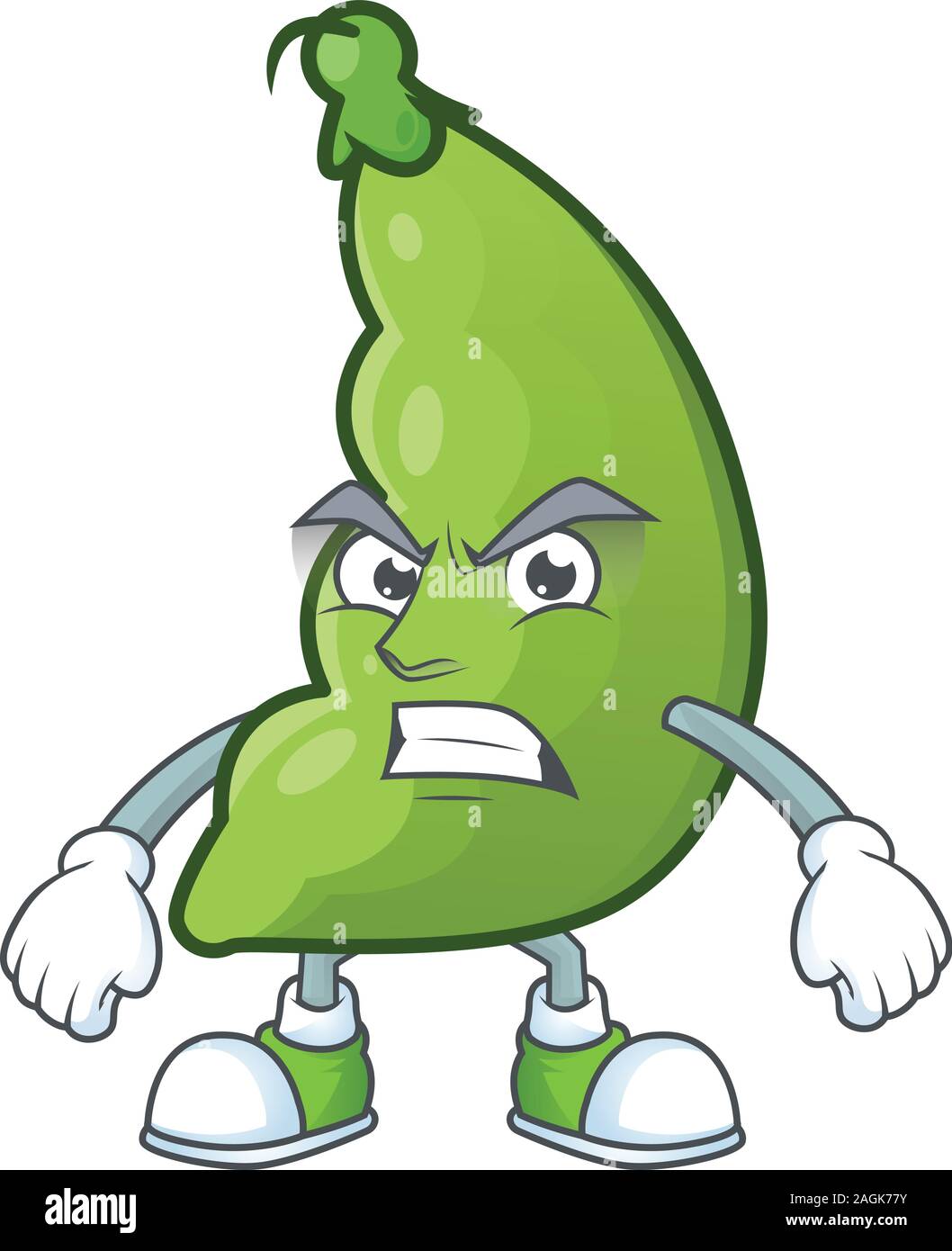 Picture of broad beans cartoon character with angry face Stock Vector ...