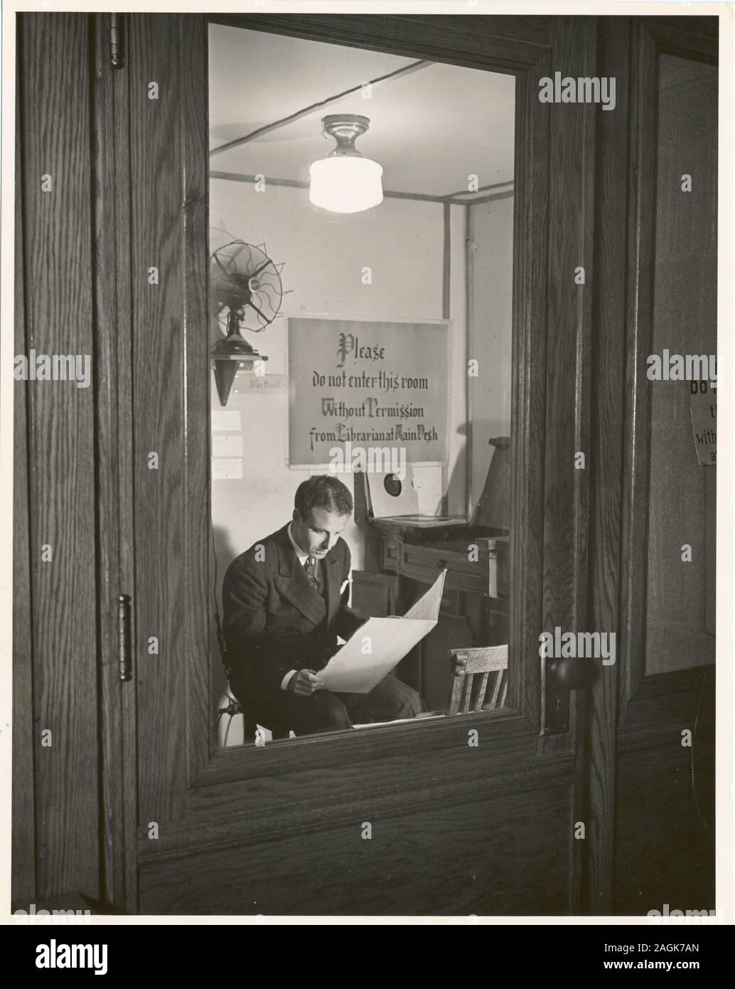 Music Library Phonograph booth, Mortimer Cohen (staff); Music Library ...