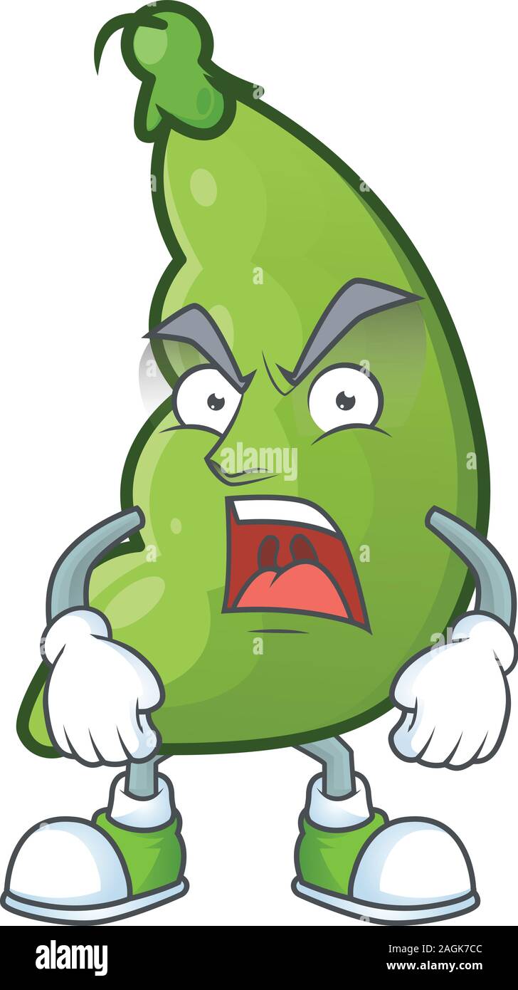 angry face of broad beans cartoon character style Stock Vector Image ...