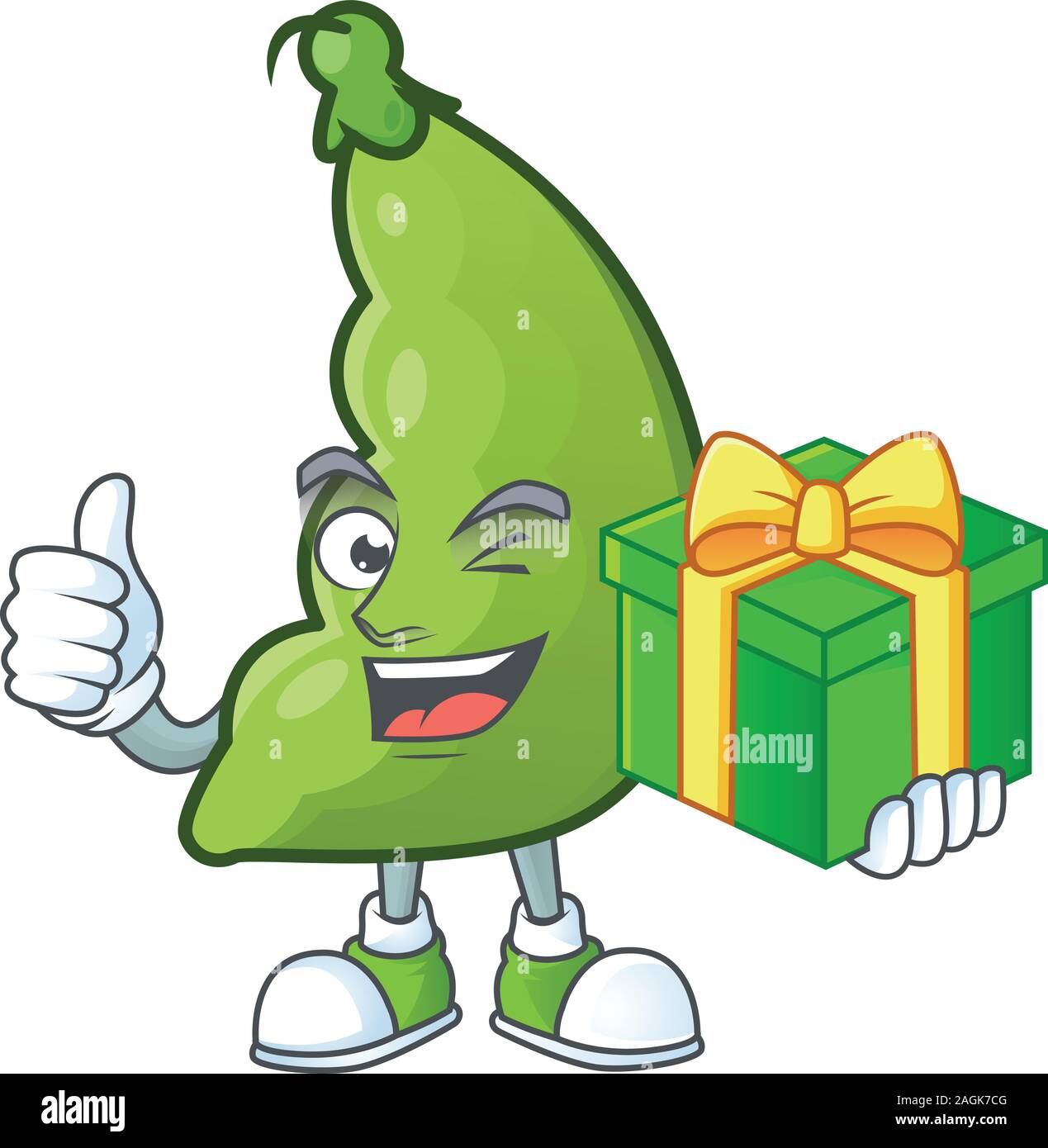 cartoon character of happy broad beans with gift box Stock Vector Image ...