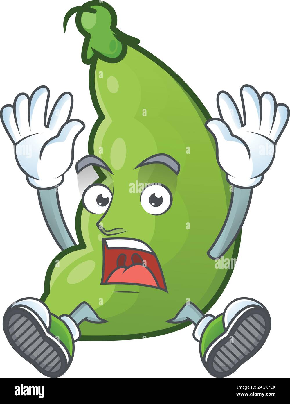Cartoon character of broad beans style with shocking gesture Stock ...