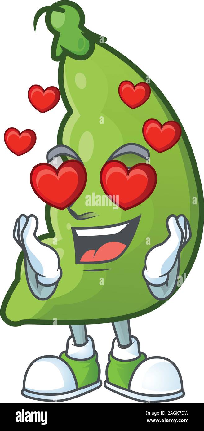 Super cute Falling in love broad beans cartoon character Stock Vector ...