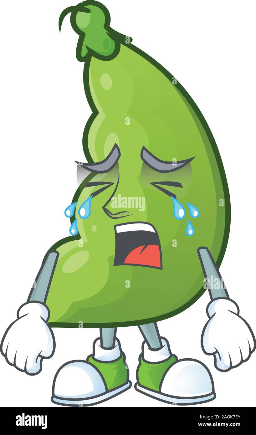Sad Crying gesture broad beans cartoon character style Stock Vector ...