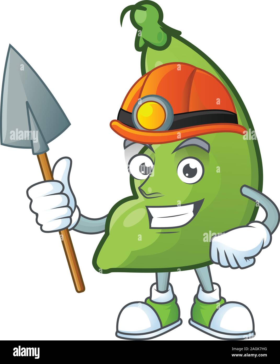 Cool Miner broad beans cartoon character design style Stock Vector ...
