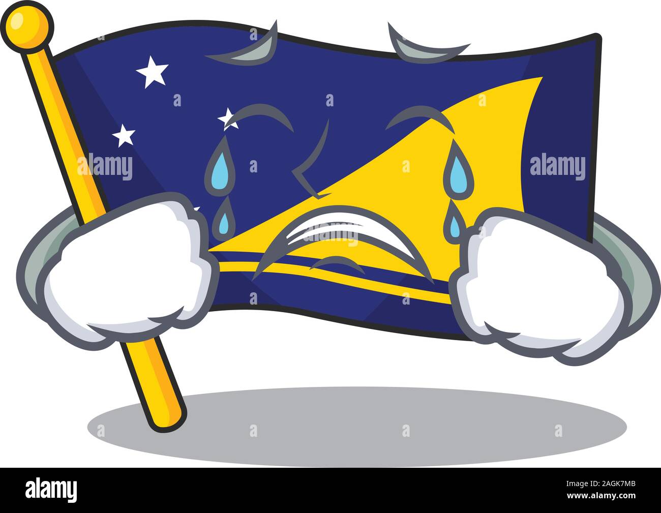 Sad Crying flag tokelau Scroll cartoon character design Stock Vector ...