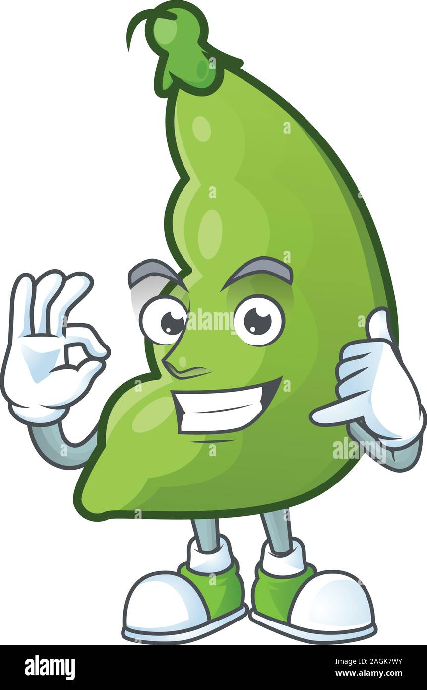 Call me cool broad beans cartoon character design Stock Vector Image ...