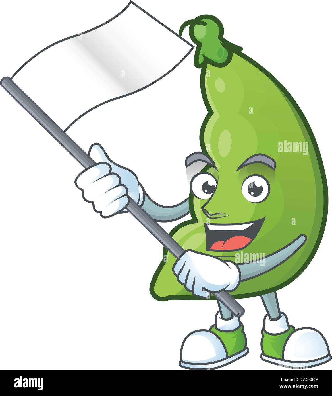 cute broad beans cartoon character design holding a flag Stock Vector ...
