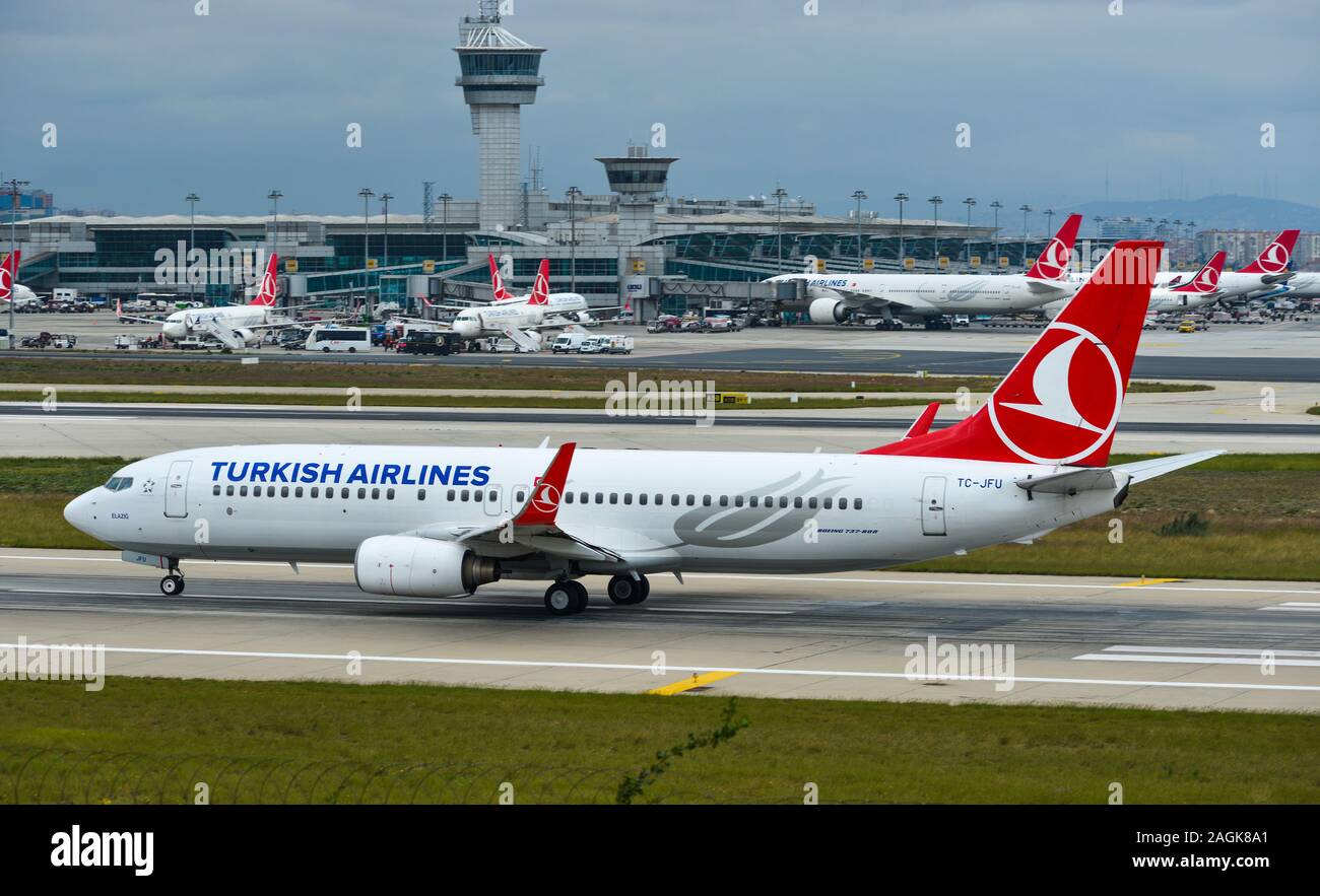 Istanbul, Turkey - Sep 30, 2018. TC-JFU Turkish Airlines Boeing 737-800 ...