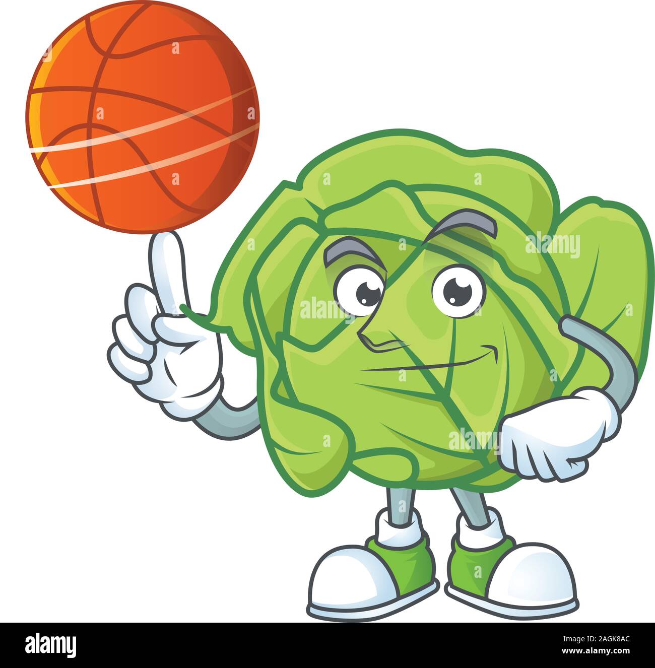 Happy face cabbage cartoon character playing basketball Stock Vector ...