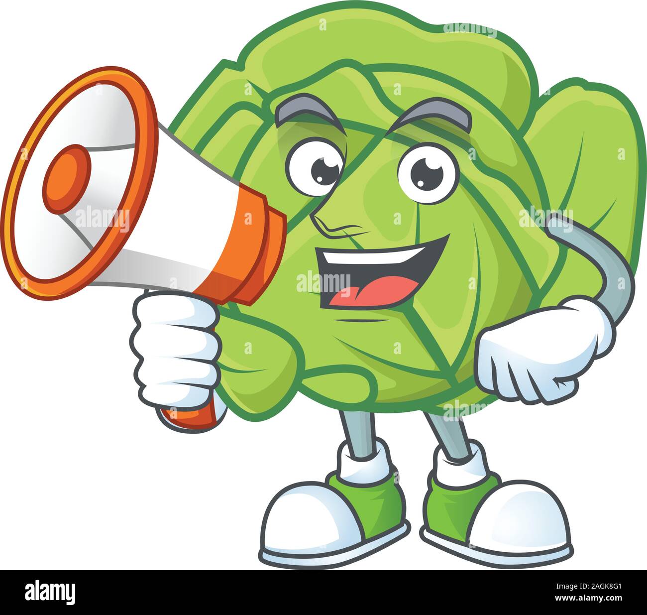 Smiling cartoon character of cabbage with megaphone Stock Vector Image ...