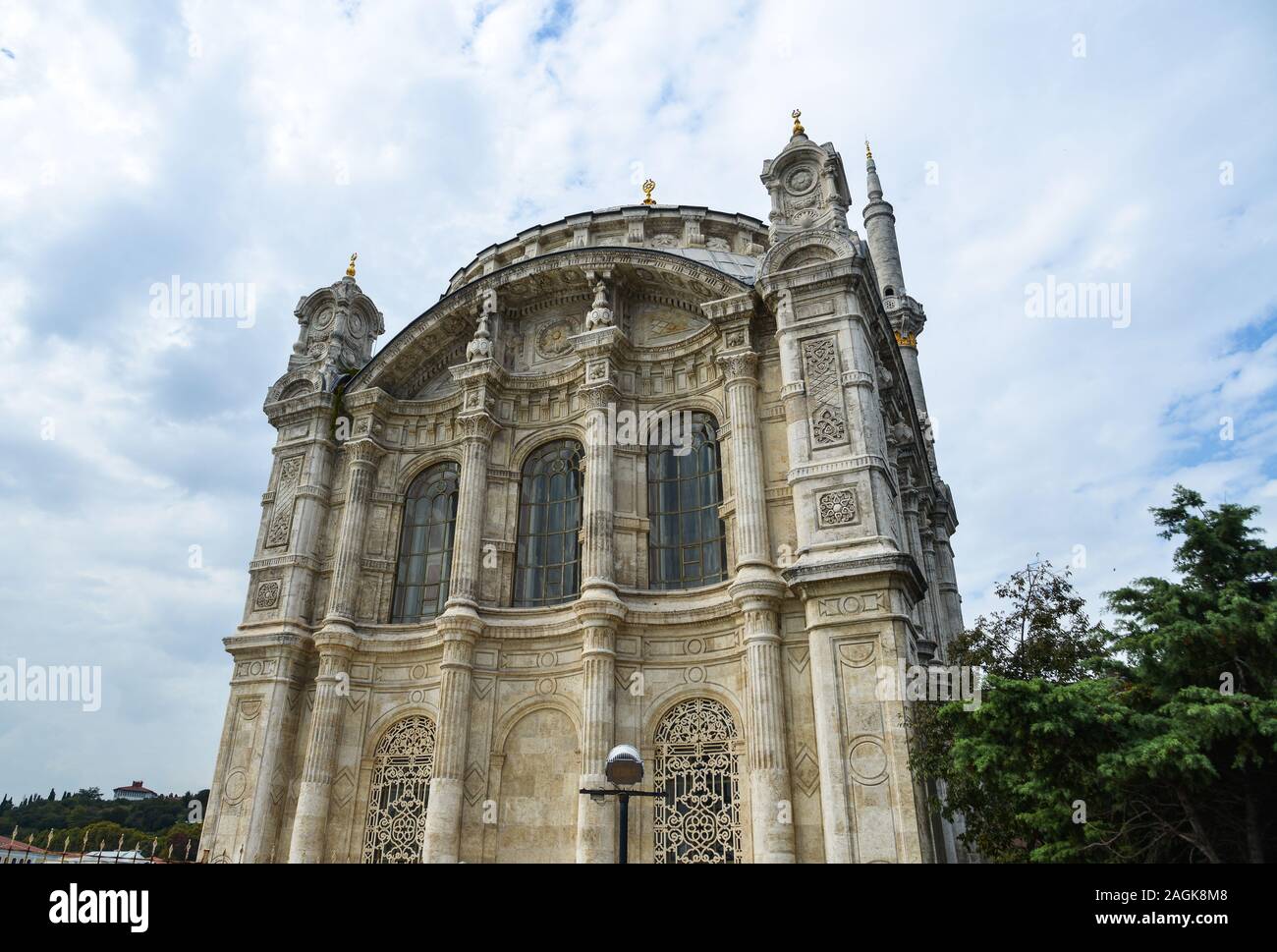 View of ancient Ortakoy Mosque in Istanbul, Turkey. Built in 1720, the ...