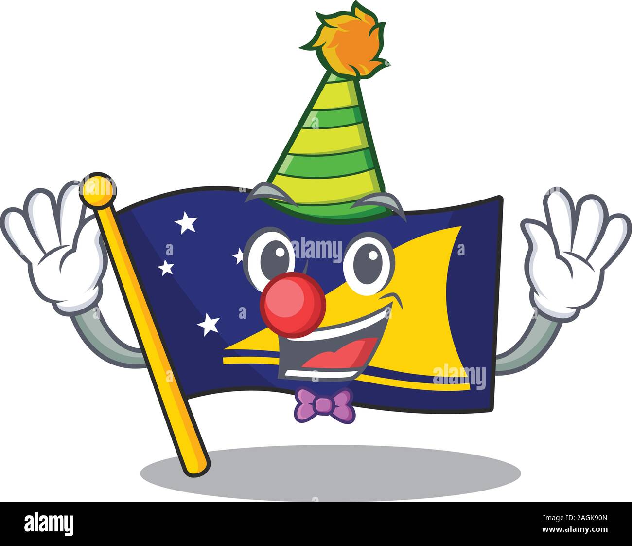 Cute and Funny Clown flag tokelau Scroll cartoon character mascot style ...