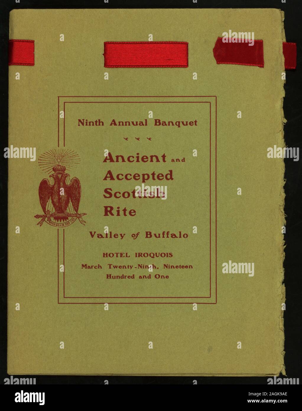 EMBLEM;BUILDING PICTURED ON BACK;RIBBON LACED AROUND TOP OF ENTIRE ...