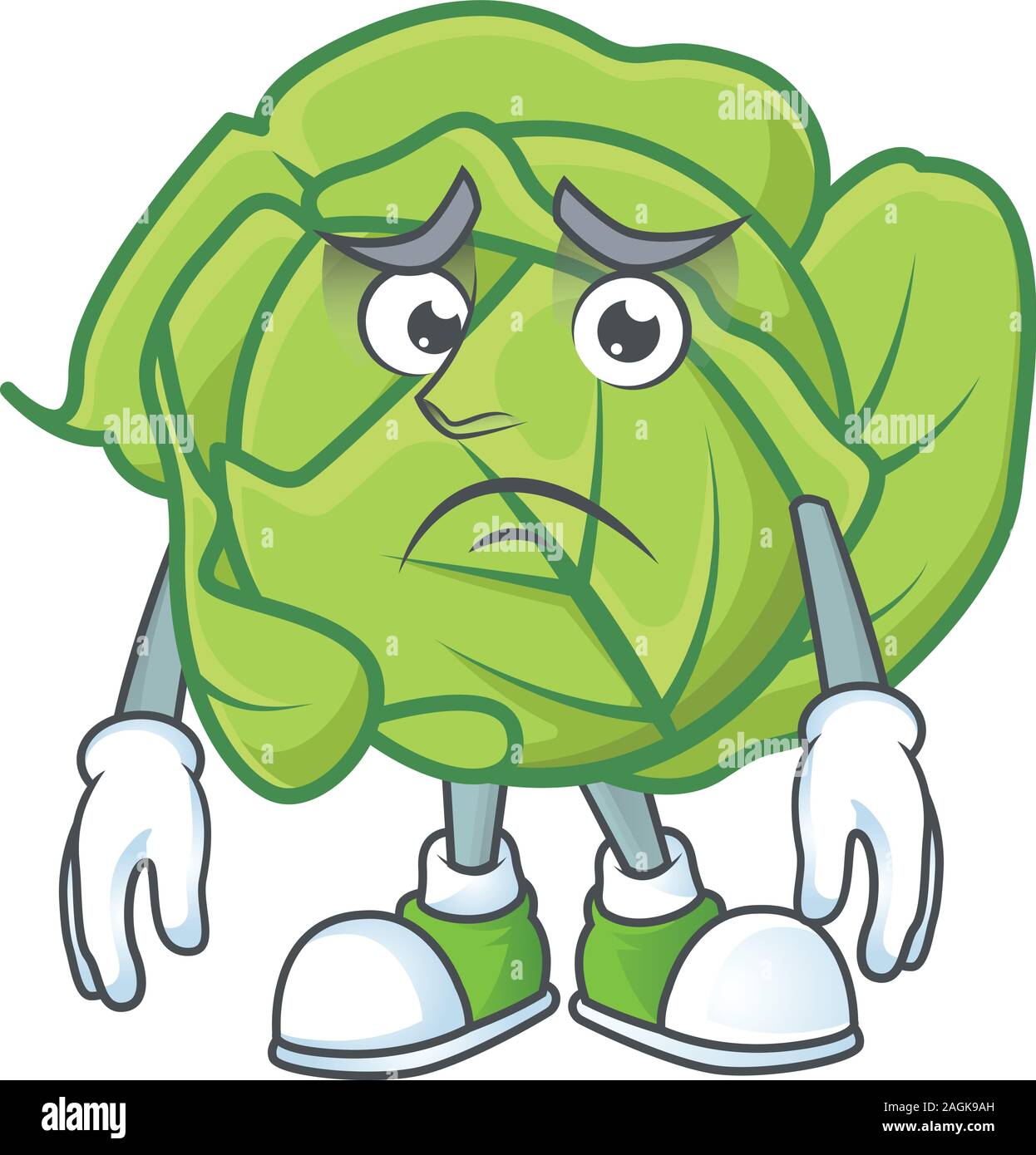 Afraid cabbage Cartoon character mascot design style Stock Vector Image ...