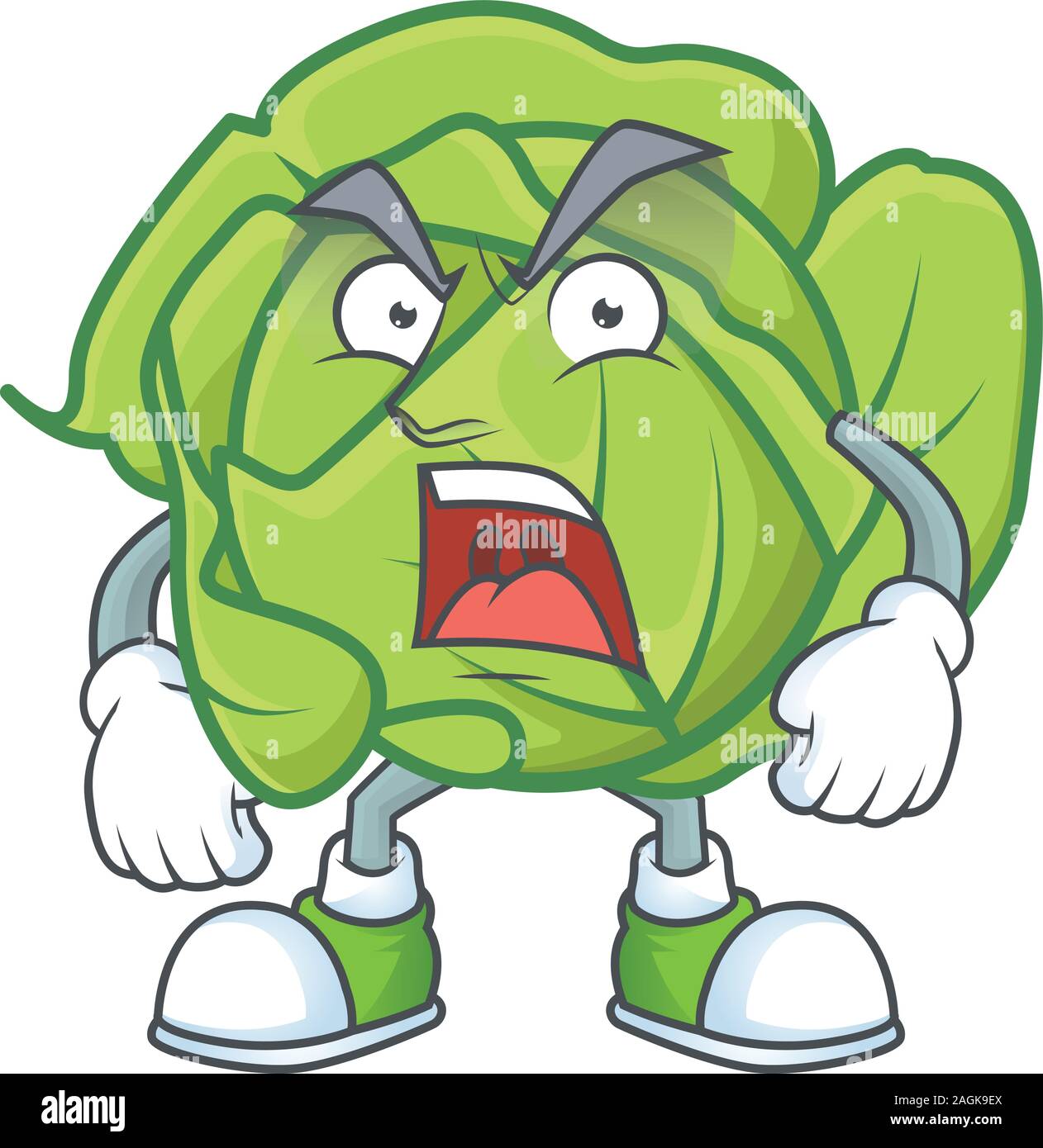 angry face of cabbage cartoon character style Stock Vector Image & Art ...