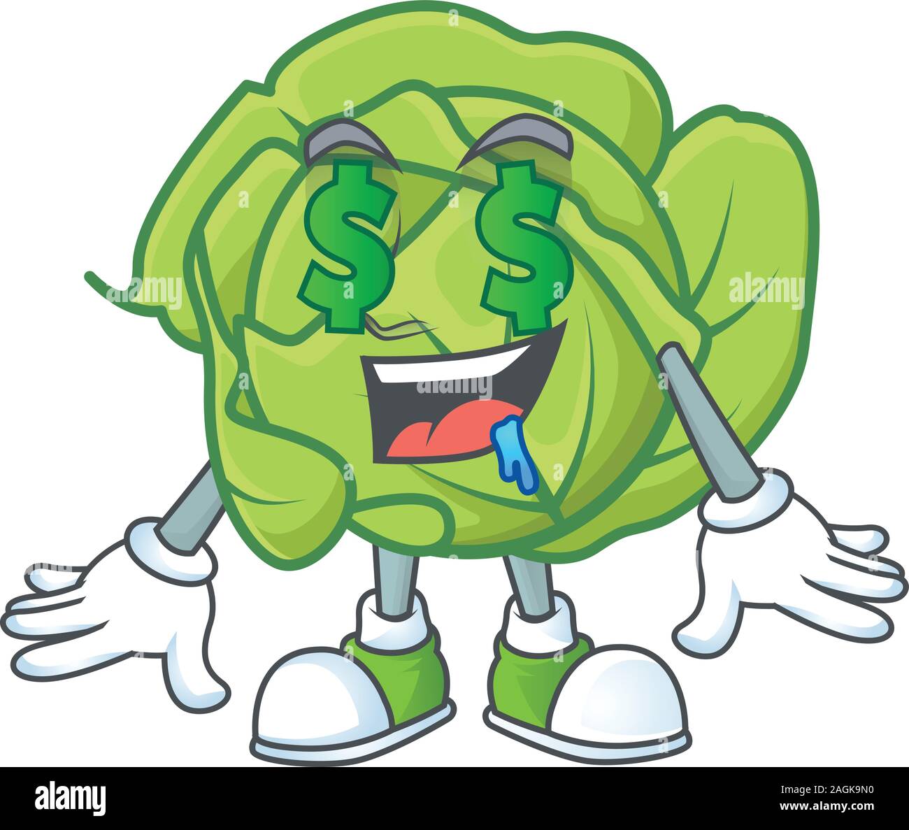 Cute cabbage with Money eye cartoon character design Stock Vector Image ...