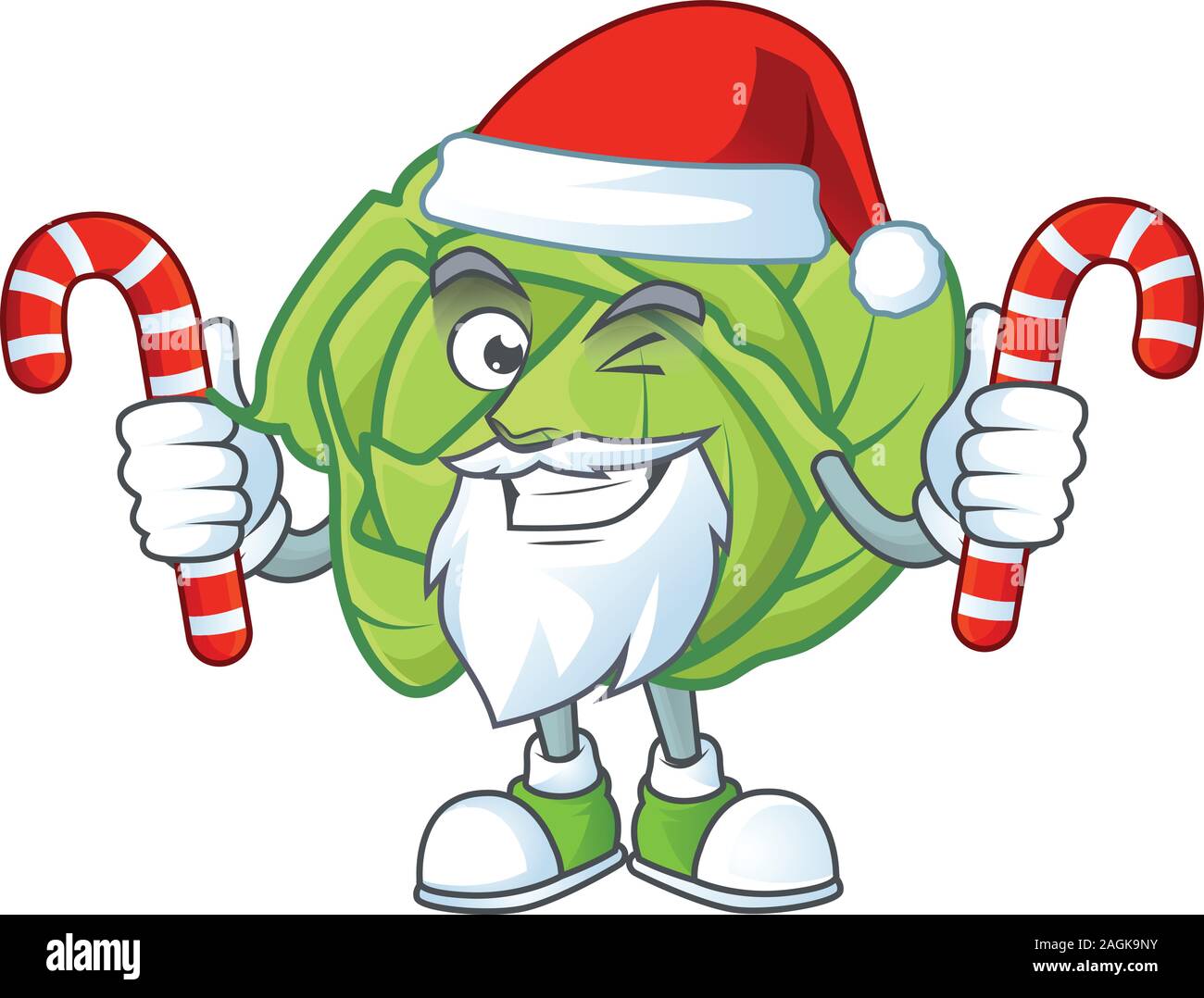 Cabbage Cartoon character in Santa Claus with candy Stock Vector Image ...