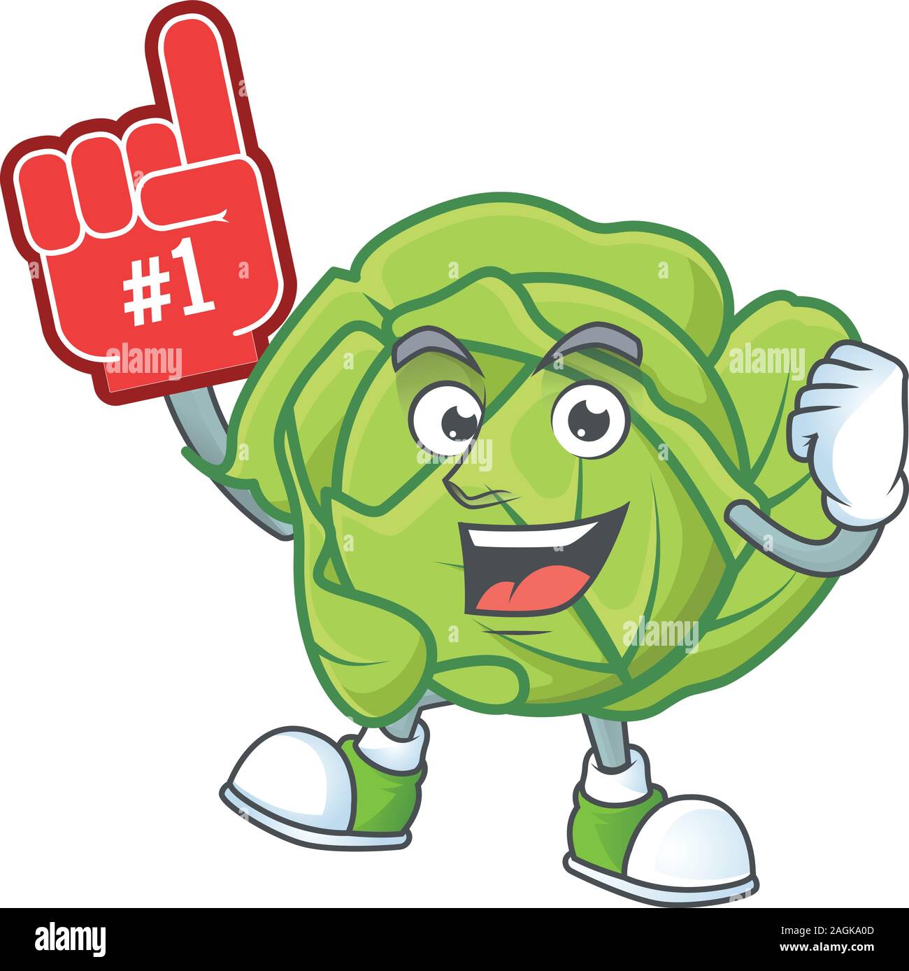 Funny cabbage mascot cartoon style with Foam finger Stock Vector Image ...