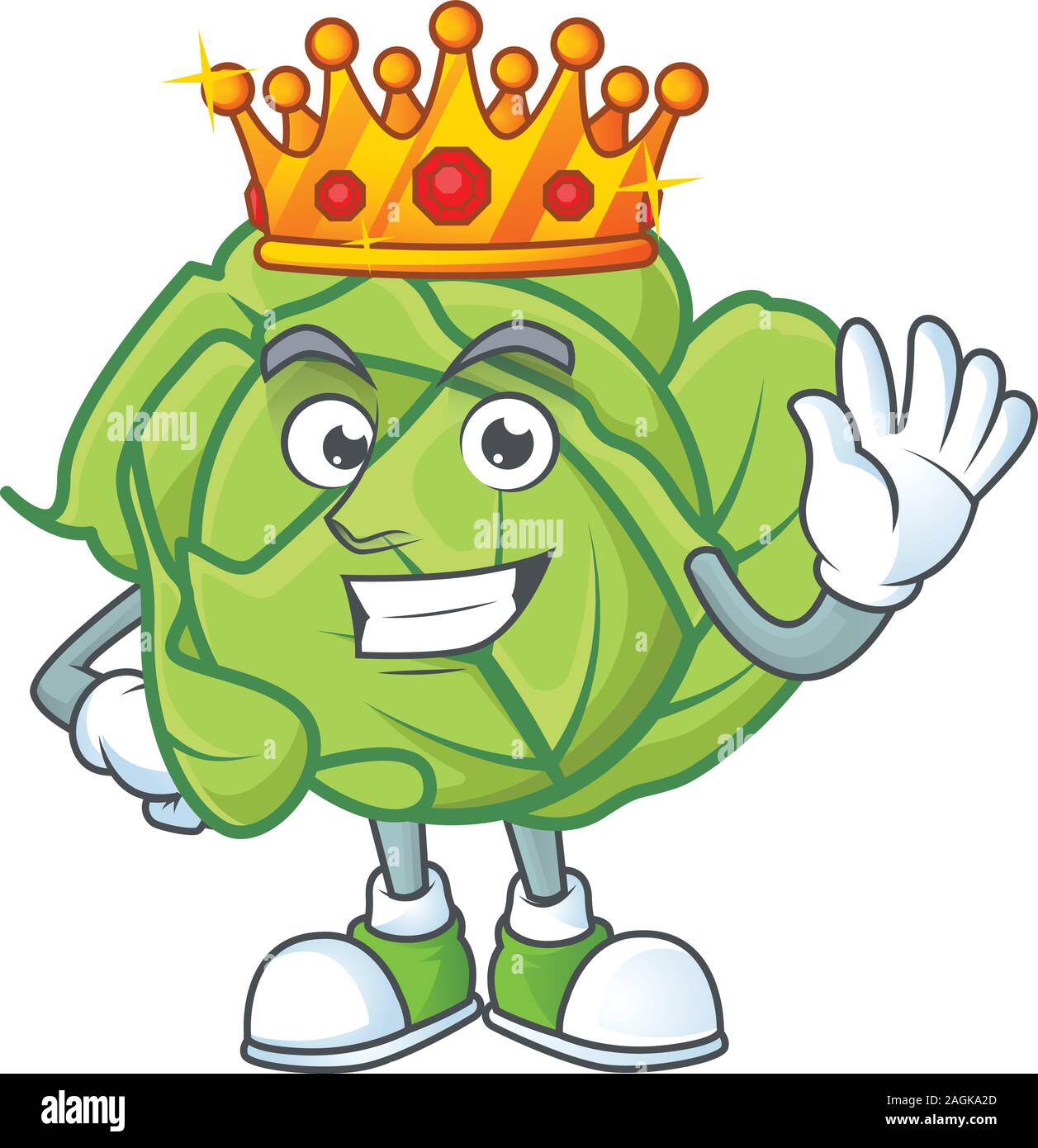 Cool King of cabbage on cartoon character style Stock Vector Image ...