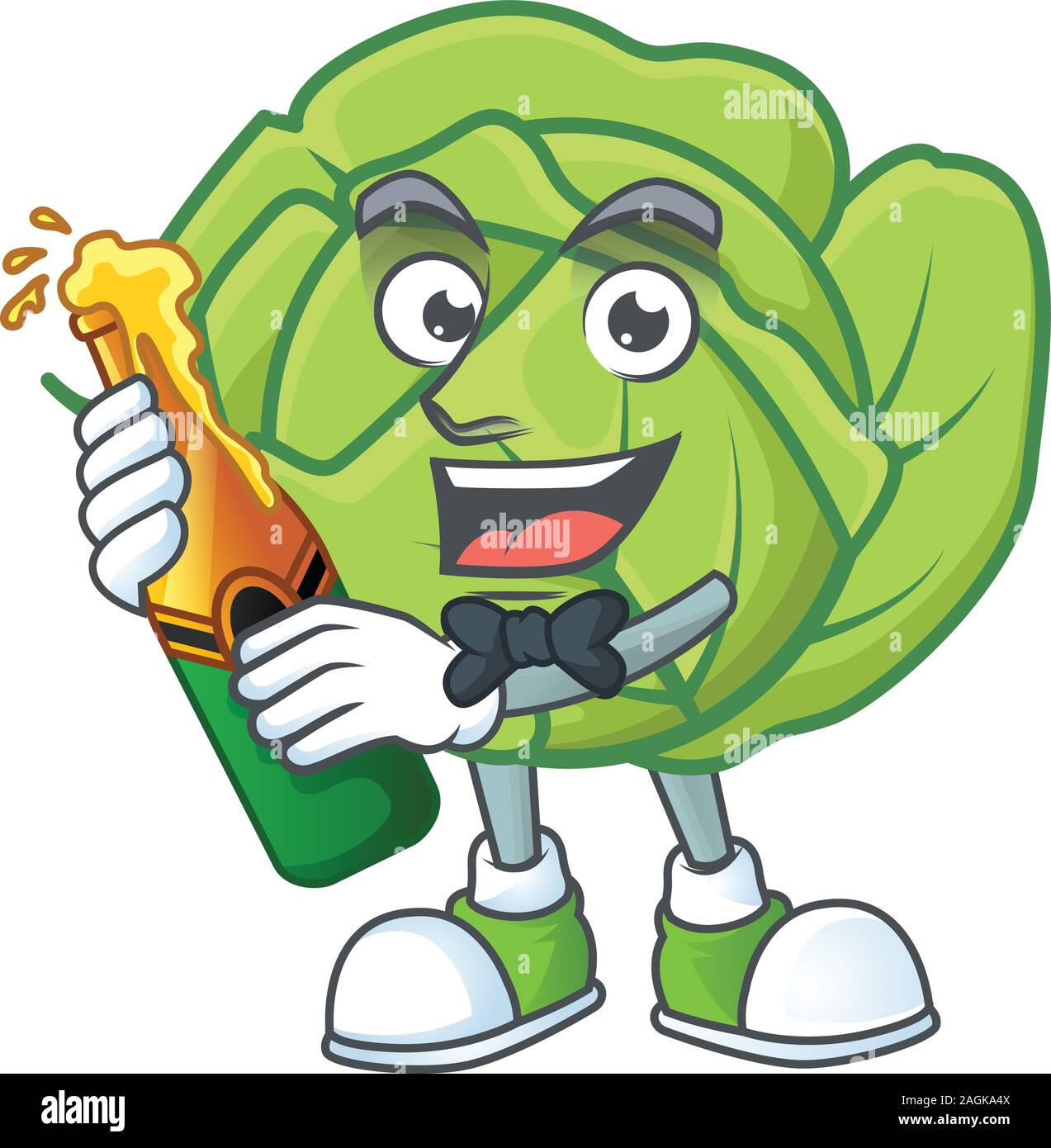 Happy cabbage with beer cartoon character design Stock Vector Image ...
