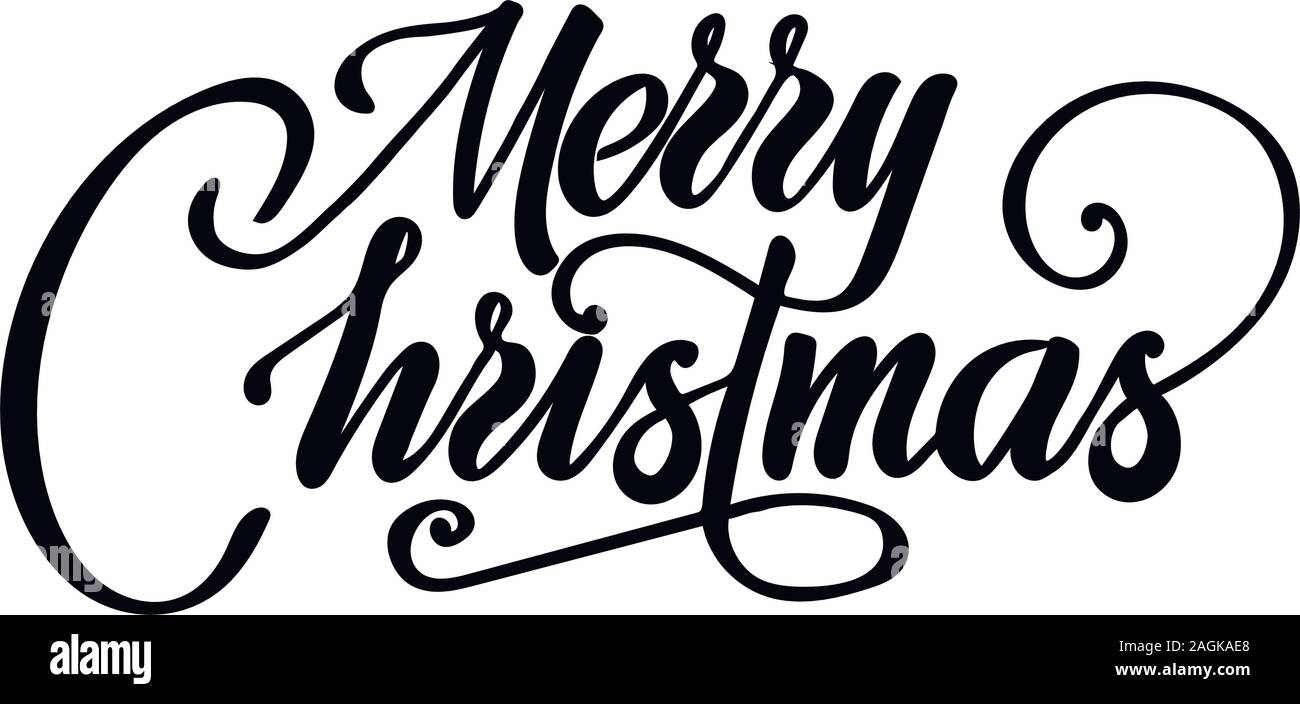 Merry christmas text vector on white background. Lettering for ...