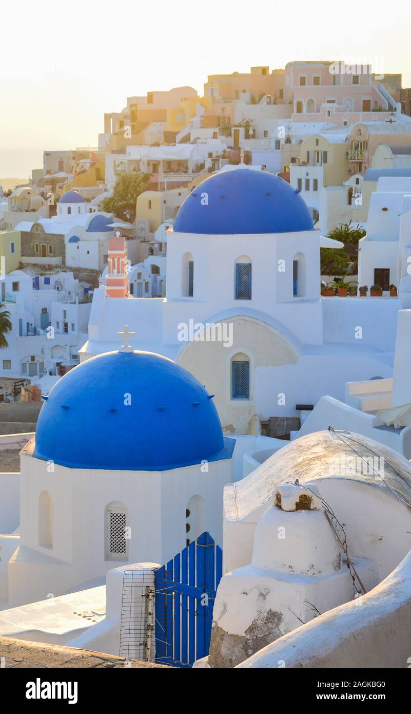 Beautiful sunset in Santorini Island, Greece. Santorini is famous for ...