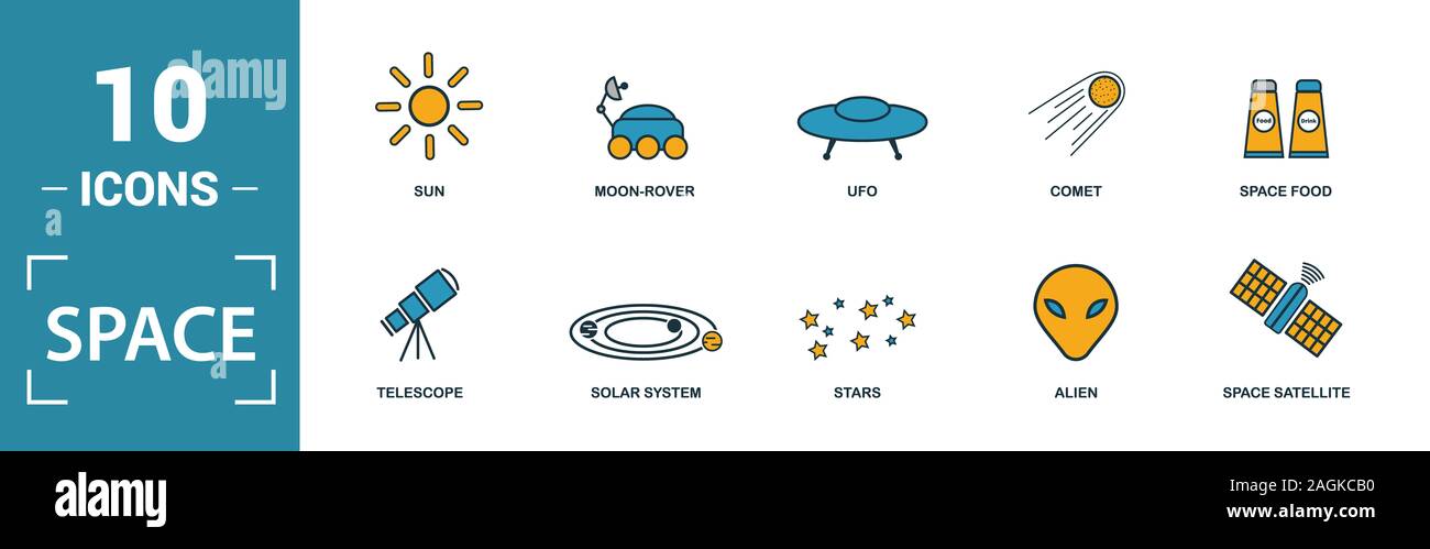 Space icon set. Include creative elements earth planet, stars ...