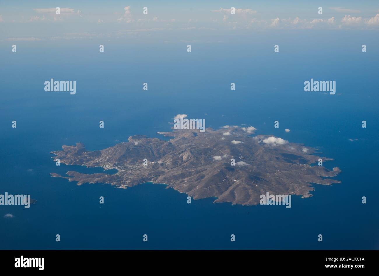 Aerial view of small islands with beautiful blue sea in Greece Stock ...