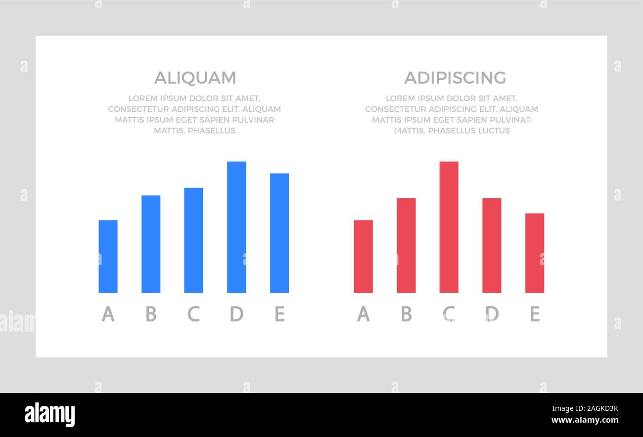 Set of blue and red elements for infographic presentation slides with ...