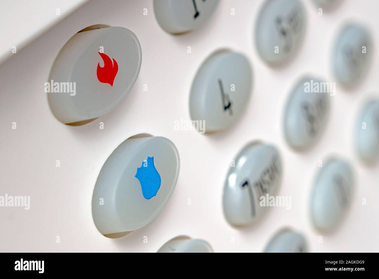 Calling emergency 9-1-1 control panel bottom with a fire and police ...