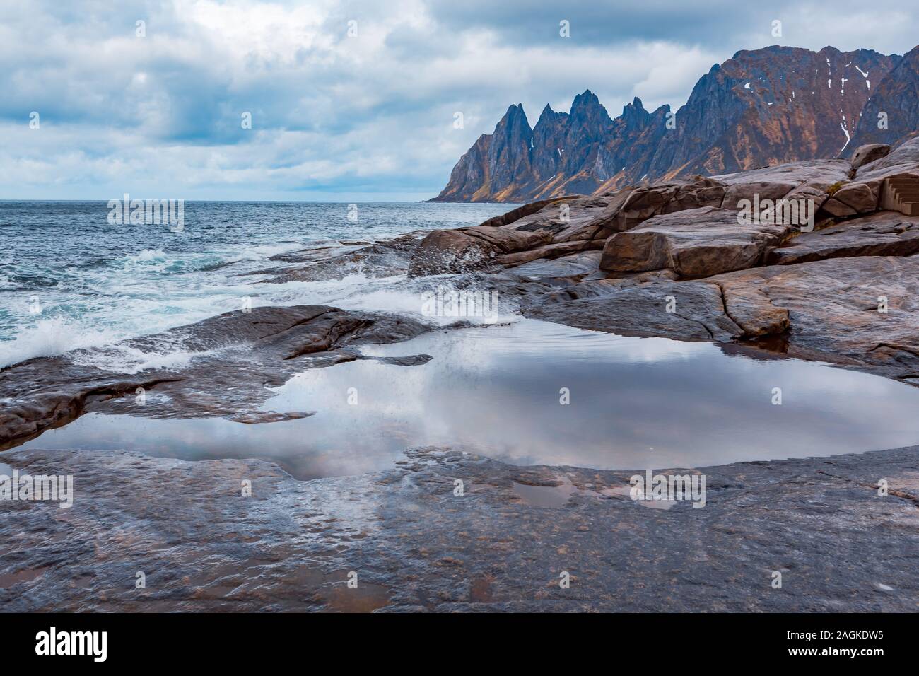 The landscape view of Senja Island from Tungeneset picnic in Norway ...