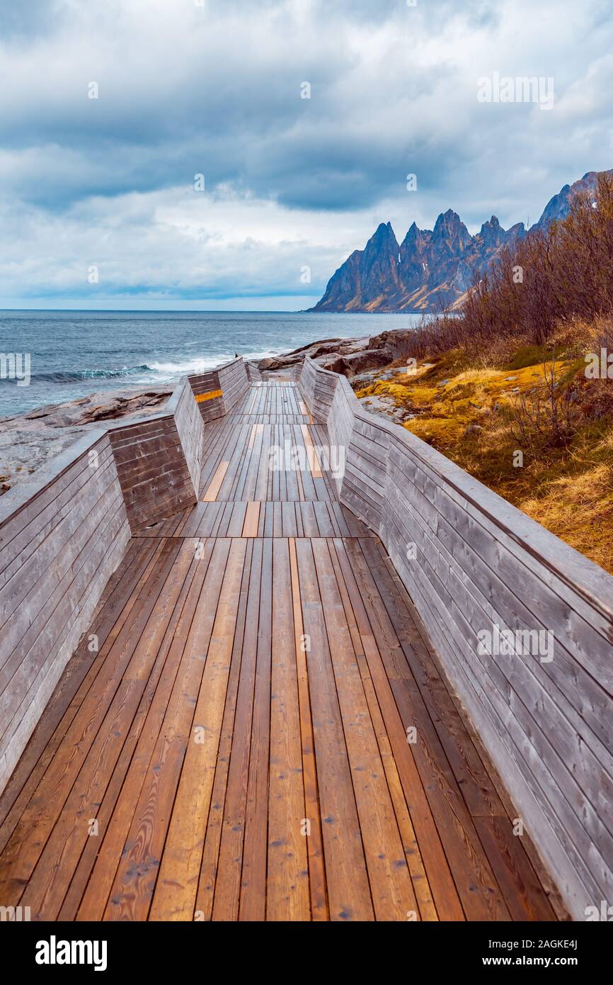 The landscape view of Senja Island from Tungeneset picnic in Norway ...