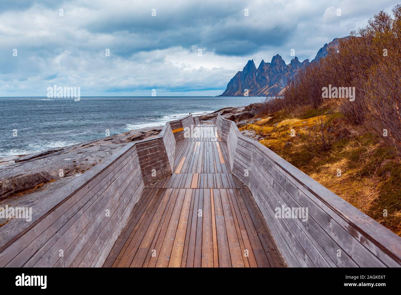 The landscape view of Senja Island from Tungeneset picnic in Norway ...