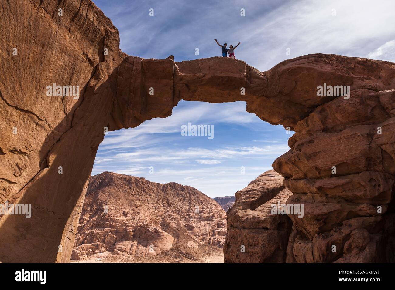 Wadi Rum, Jabal Burdah bridge, natural stone bridge by erosion, stone ...