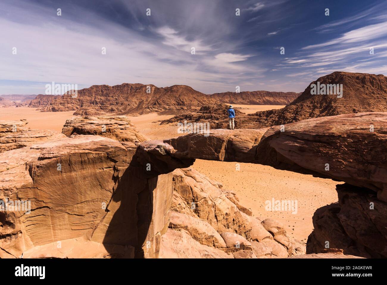 Wadi Rum, Jabal Burdah bridge, natural stone bridge by erosion, stone ...