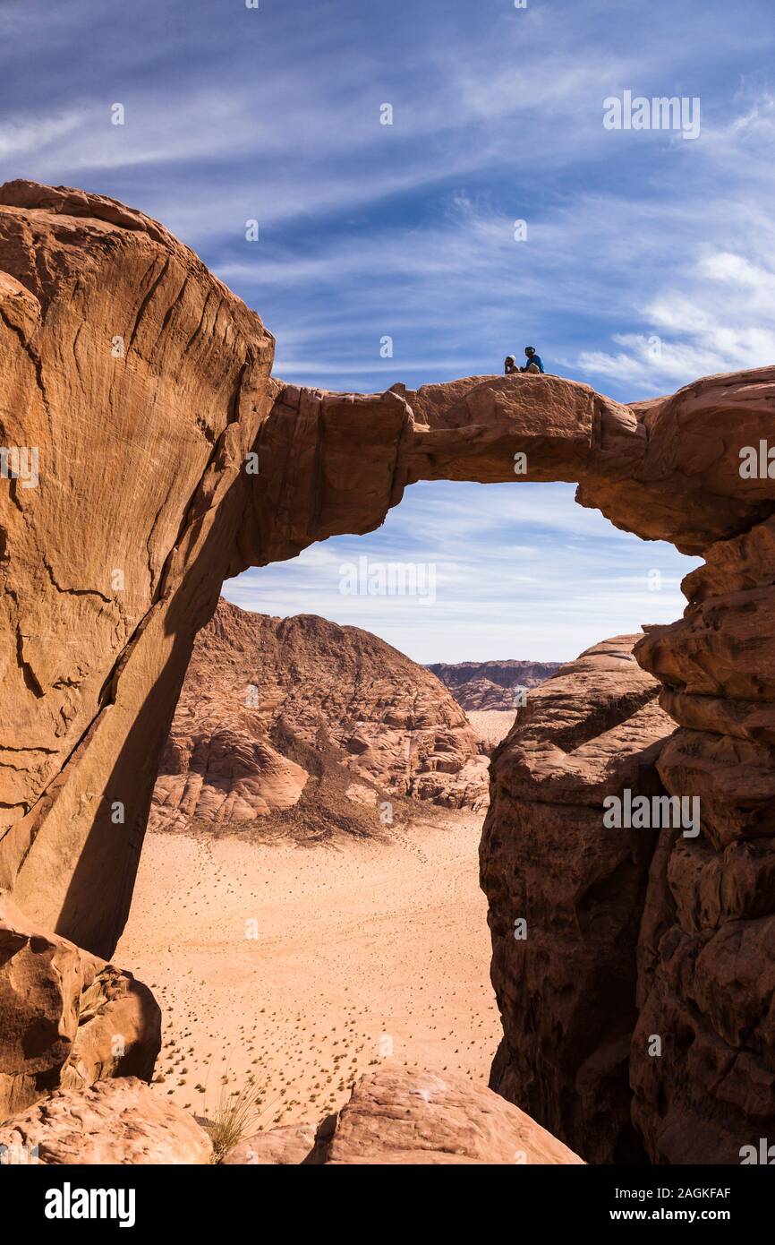 Wadi Rum, Jabal Burdah bridge, natural stone bridge by erosion, stone ...