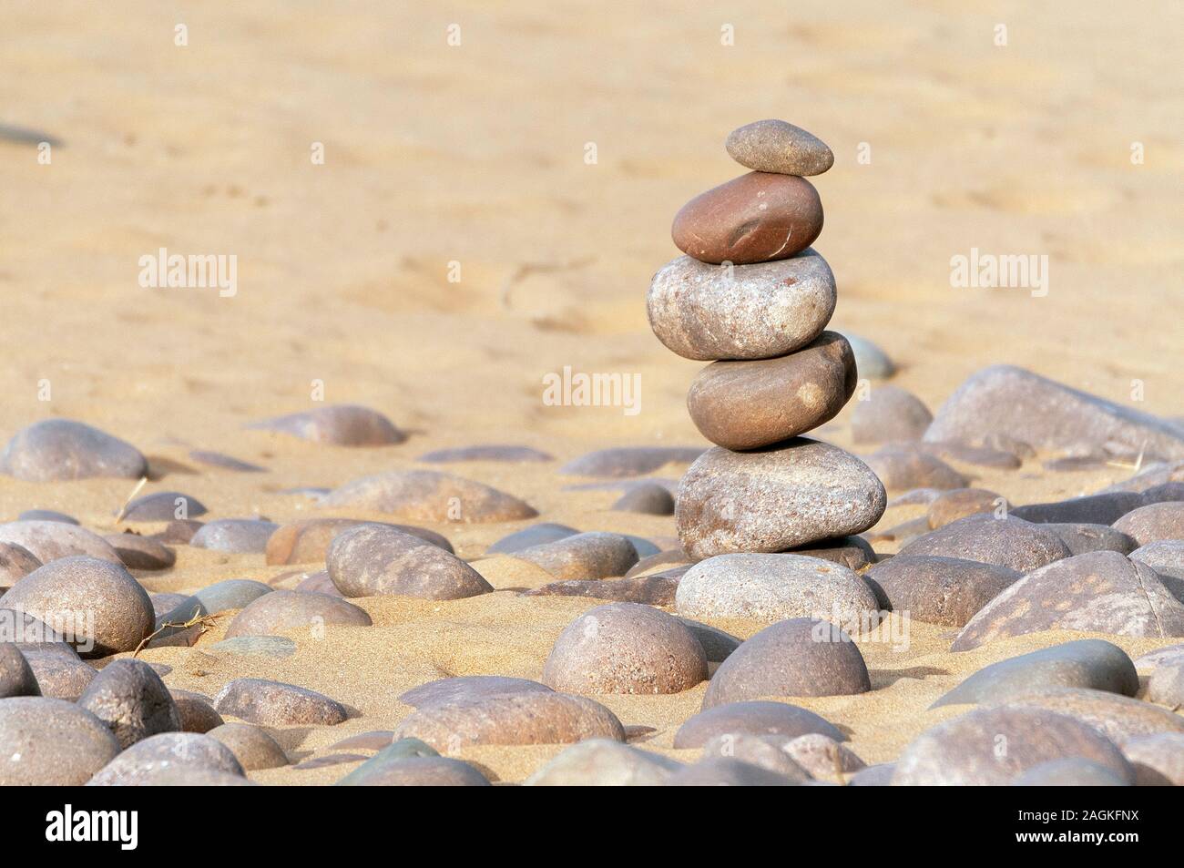 Cairn on Red Point North beach, Scottish Highlands Stock Photo - Alamy