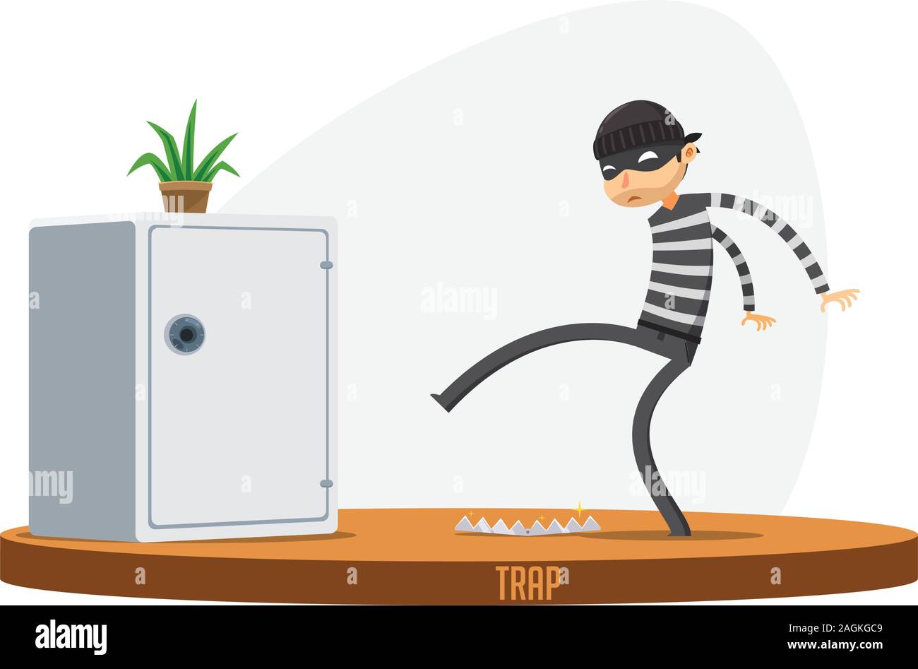 A thief is trying to avoid trap. Isolated Vector Illustration Stock ...