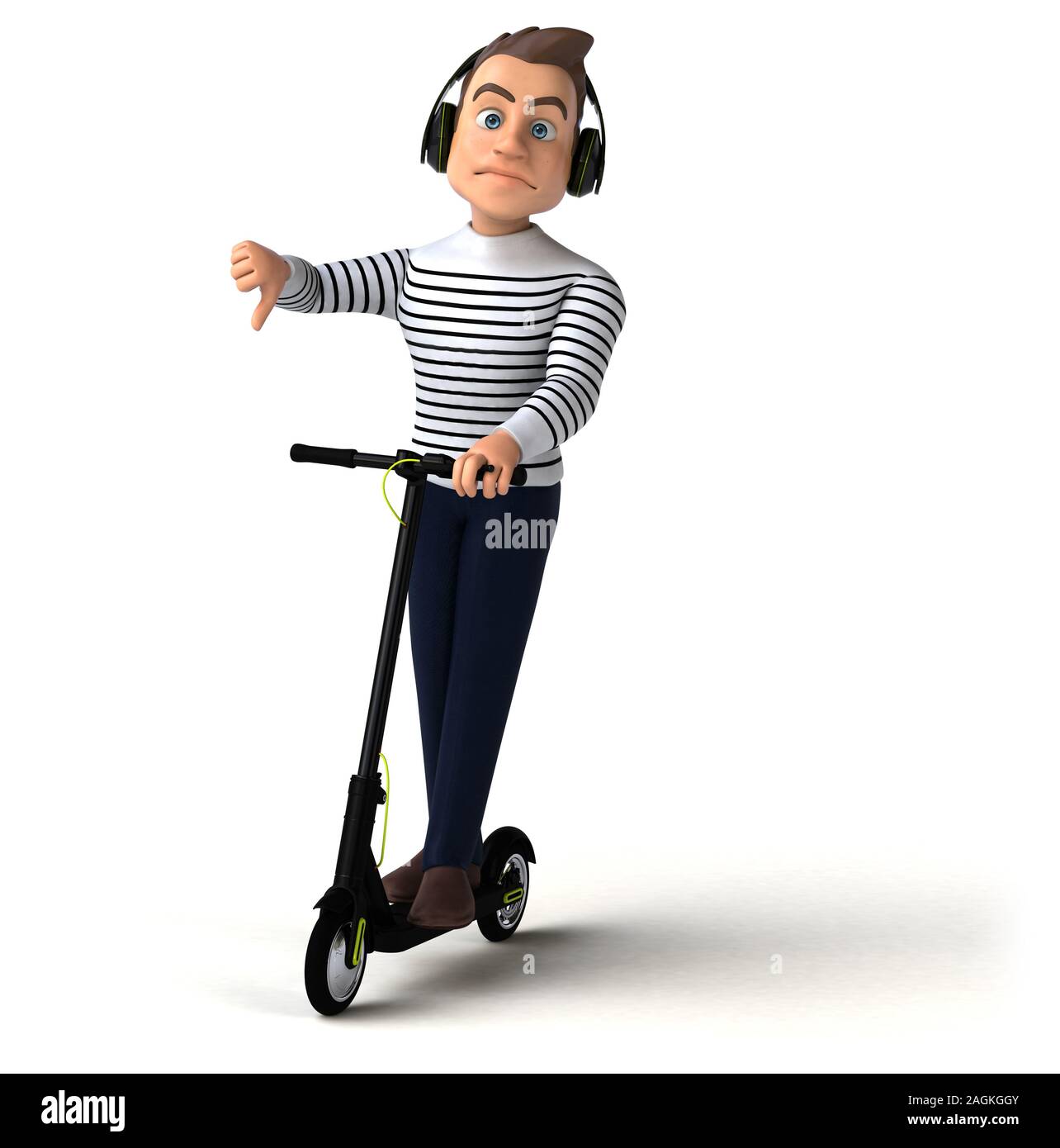 Fun cartoon character on an electric scooter Stock Photo - Alamy