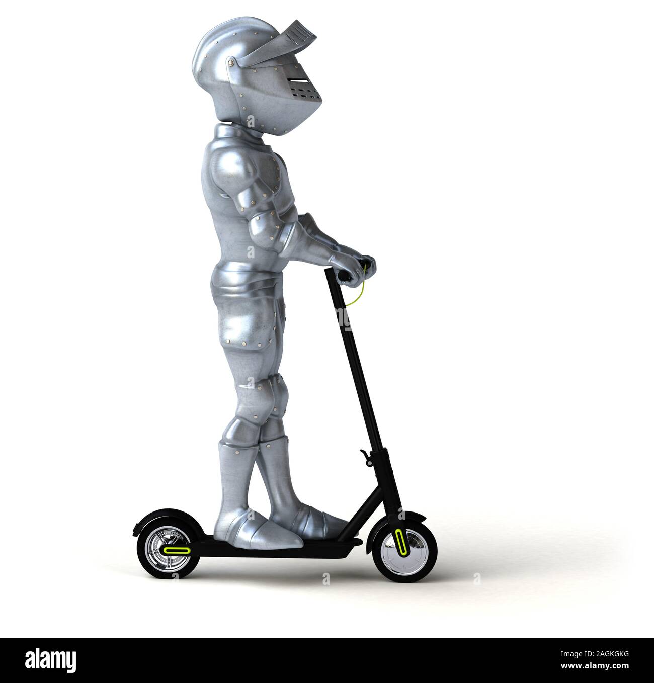 Fun cartoon character on an electric scooter Stock Photo - Alamy