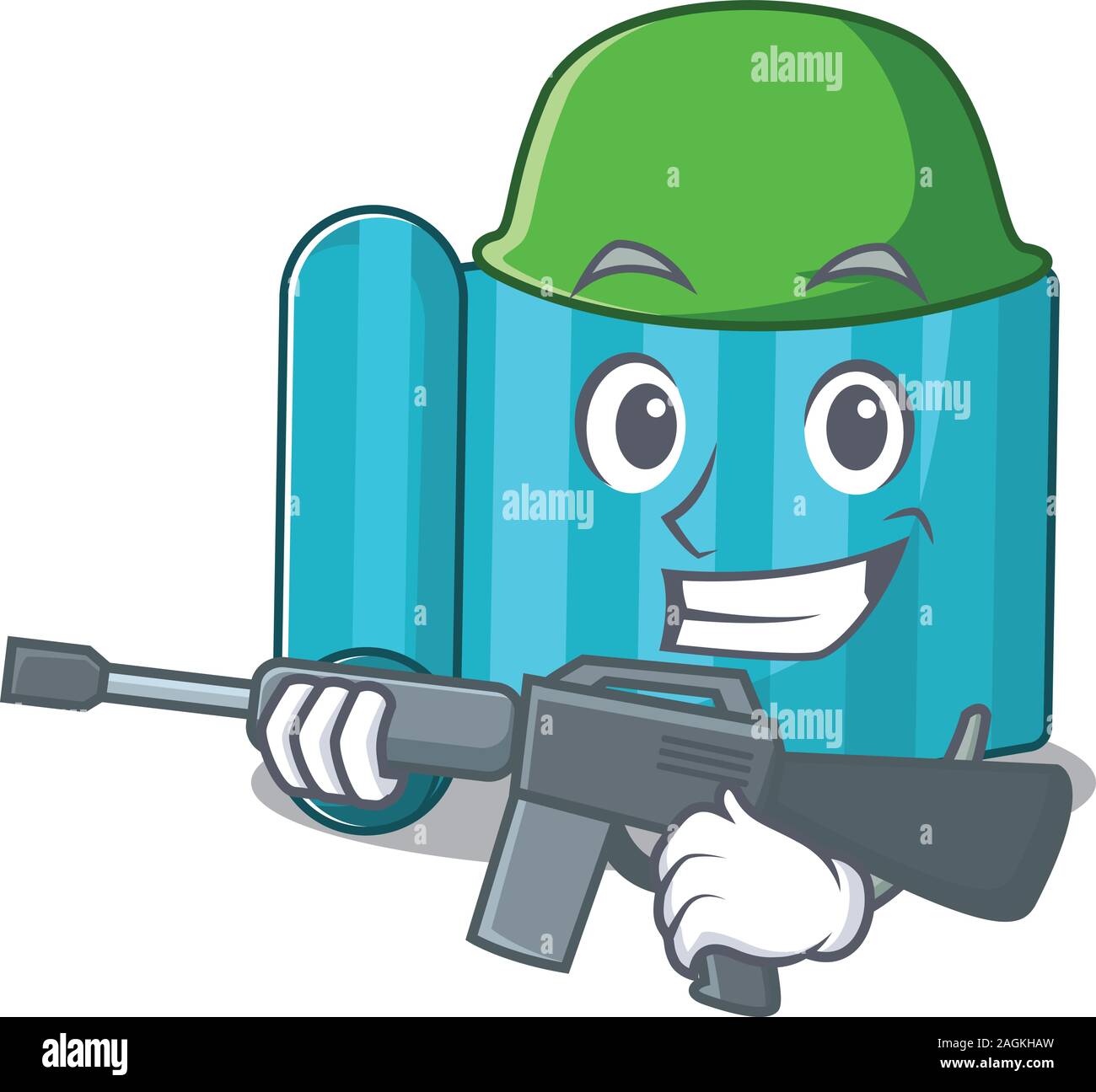 A mascot of yoga mattress Scroll Army with machine gun Stock Vector ...
