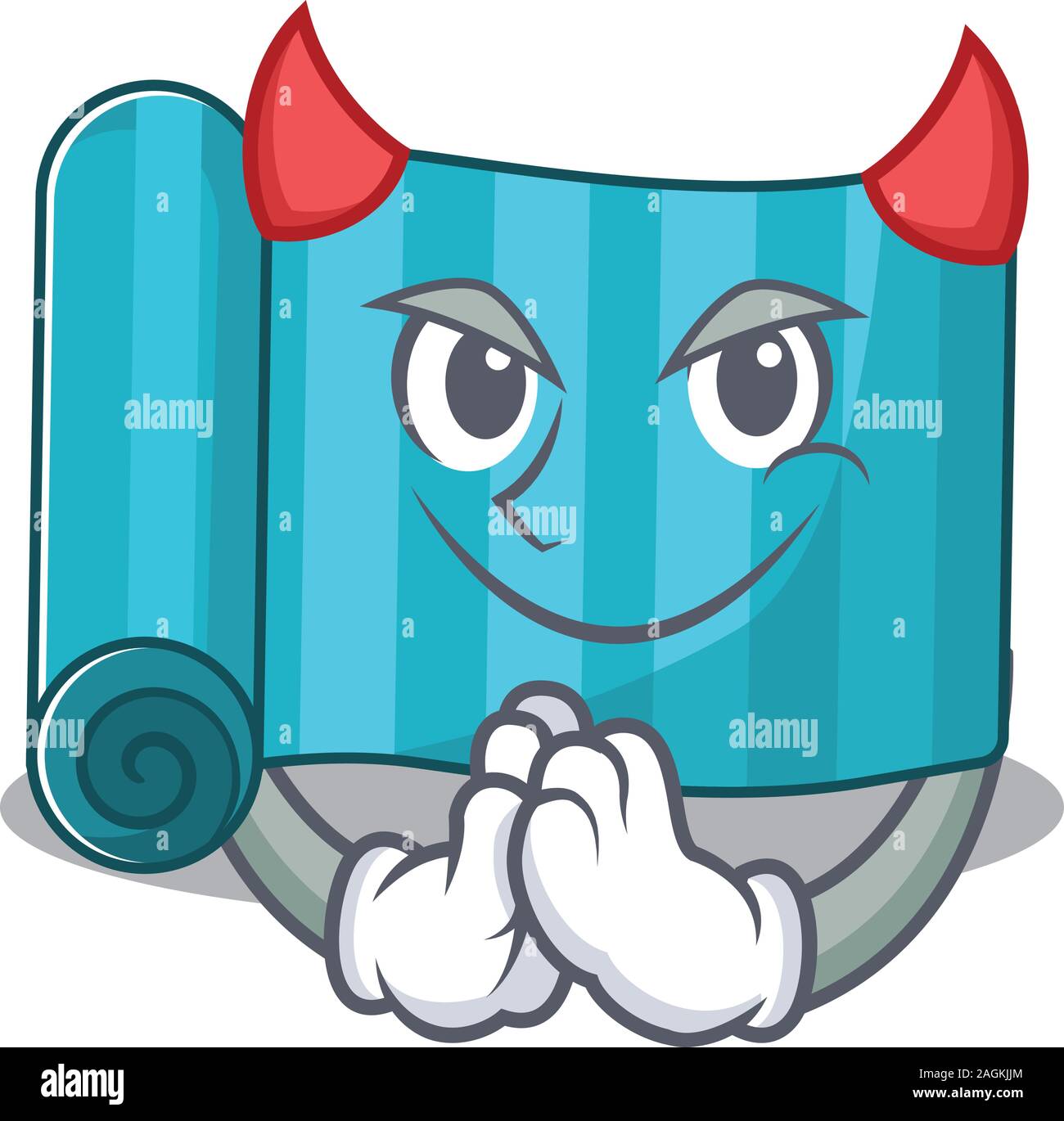 Devil Cartoon character of yoga mattress Scroll design Stock Vector ...