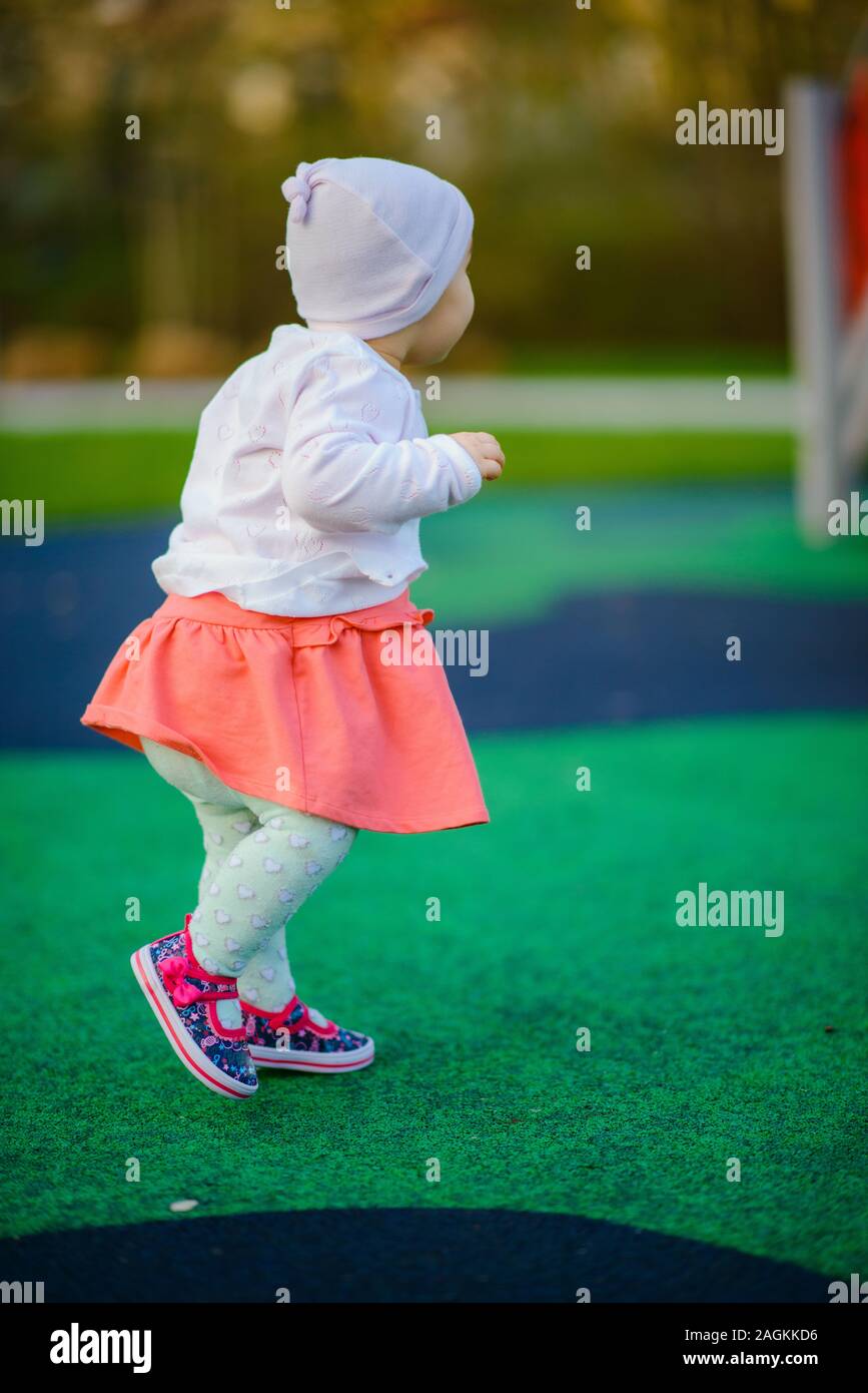 Portrait of adorable baby girl. Childhood. Authentic image Stock Photo ...